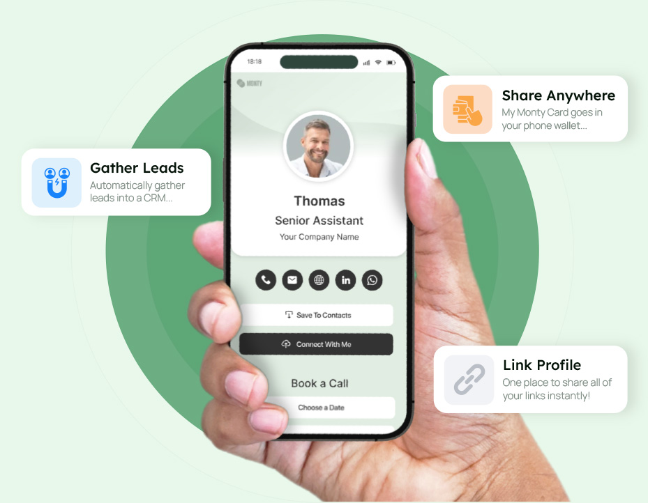 Monty | Digital Business Card for Phone Wallets | No App Needed
