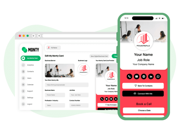 Digital Business Cards for Sales Reps | My Monty Card